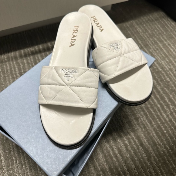 Prada | Shoes | White Prada Sandals | Poshmark